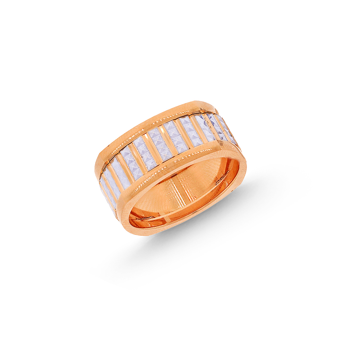 11 Size Three tone Band in 22K Rose Gold Malani Jewelers