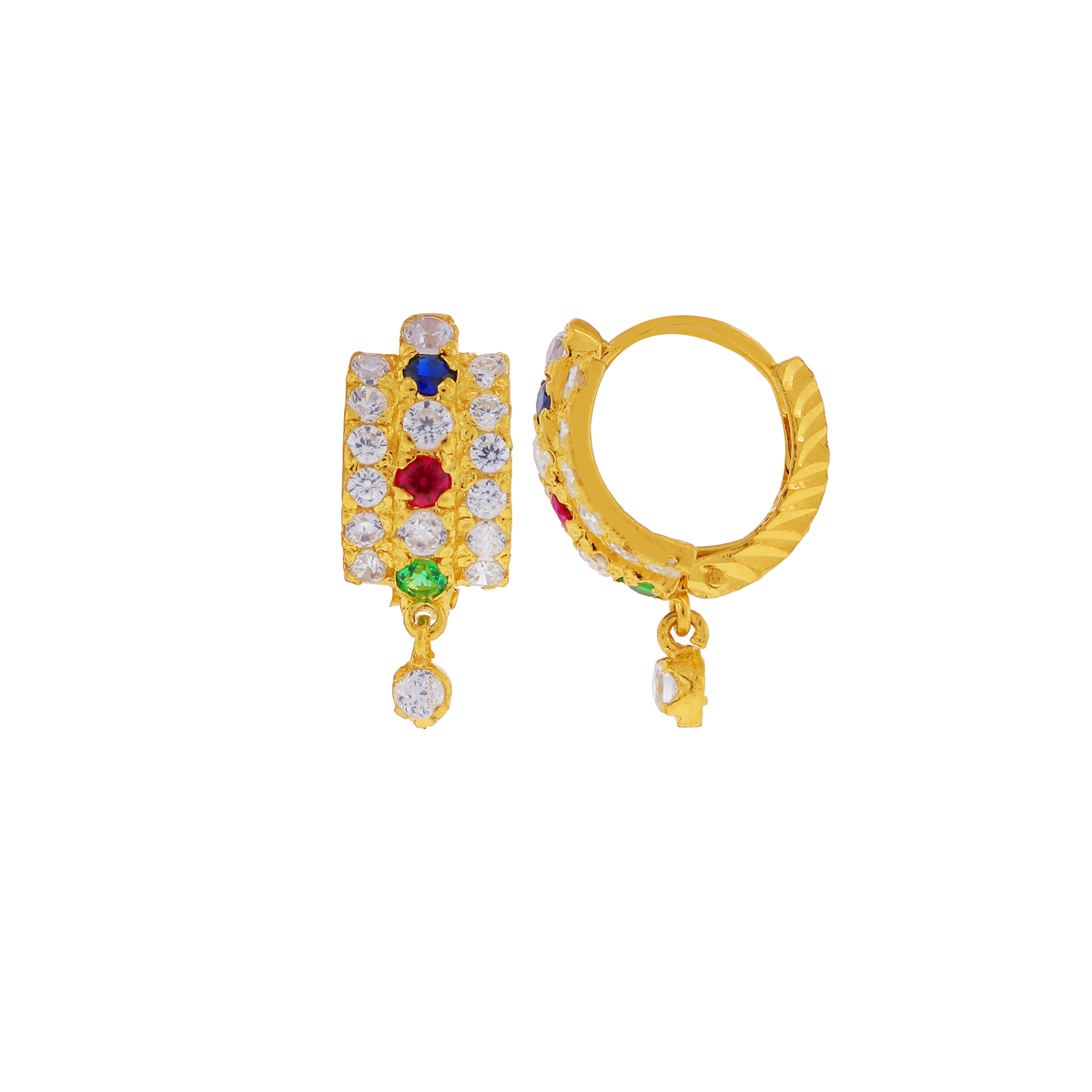 Brilliant Clipon Earrings with Gemstones in 22K Gold Malani Jewelers